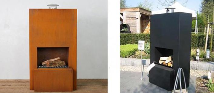 Custom Outdoor Freestanding Wood Burning Corten Steel Firepit With Wood Storage