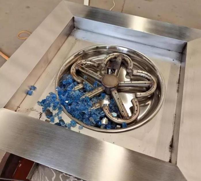Swimming Pool Water Feature Square Stainless Steel Fire Pit And Water Bowl