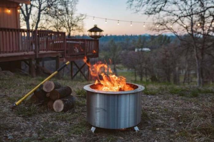 Double Flame Patio Heater Stainless Steel Bonfire Stove Smoke Free Fire Pit