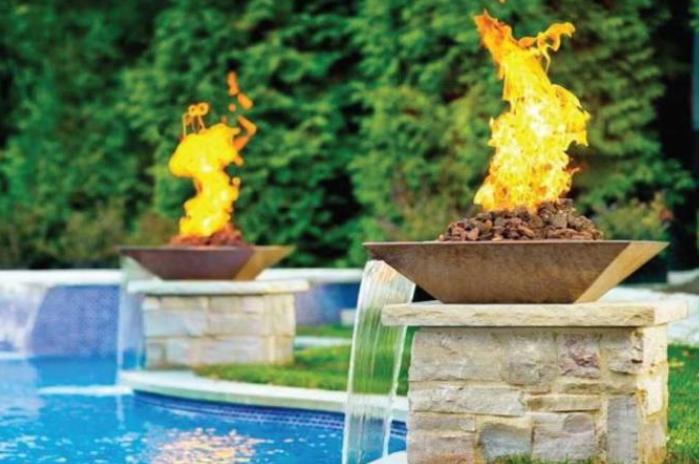 Decorative Sierra Square Smooth Corten Steel Fire Water Bowl For Pools
