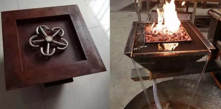 Decorative Sierra Square Smooth Corten Steel Fire Water Bowl For Pools