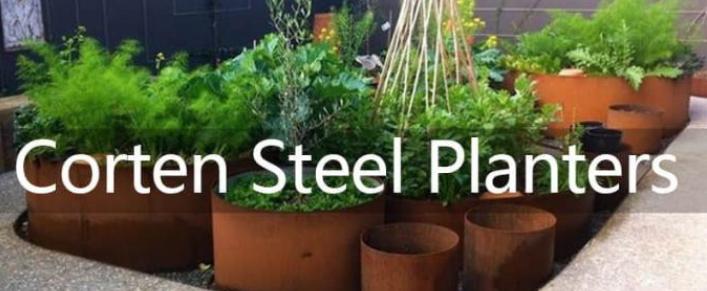 Home And Garden Cylinder Pot Corten Steel Round Metal Flower Planters