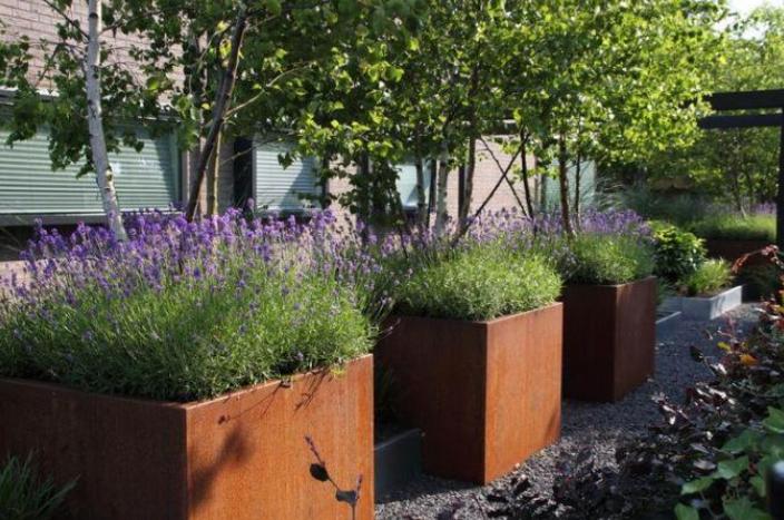 Large Metal Garden Pots Rusty Square Corten Steel Flower Planter Boxes