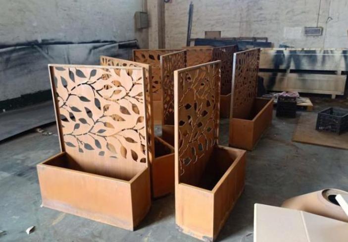 Modern Design Metal Decorative Trellis Corten Steel Trough Planter Box