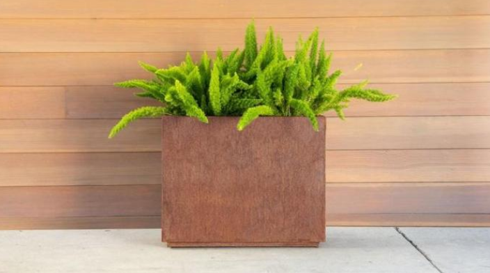 Modern Design Tall Trough Rust Corten Span Metal Rectangular Flower Planter