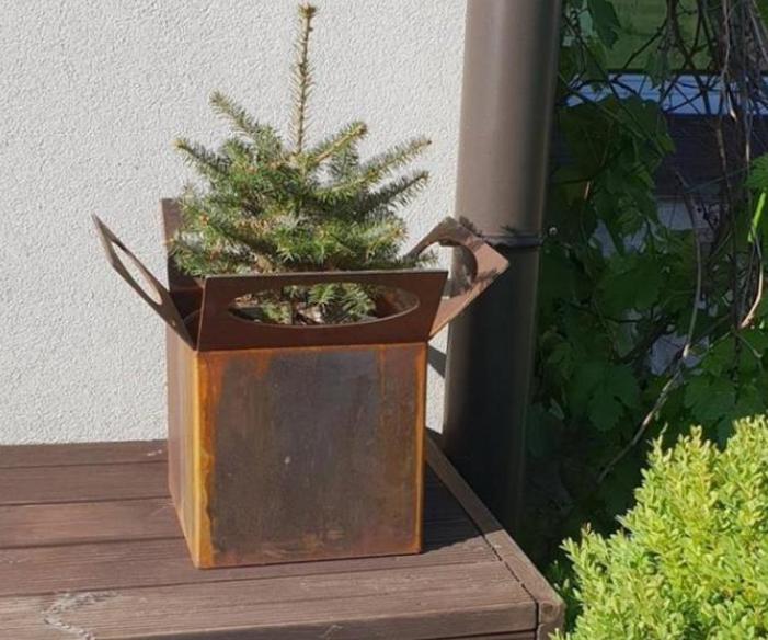 Natural Rusty Color Smart Corten Steel Flower Planters Pot With Drain Holes