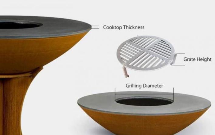 Outdoor Detachable Base Wood and Charcoal Corten Steel Fire Pit and Grill