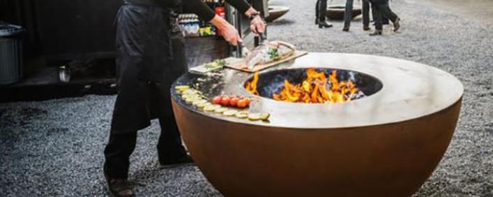 Outdoor Cooking Wood Burning Corten Steel Fire Pit BBQ Grill