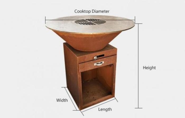 Modern Charcoal Barbecue Corten Steel Outdoor Fire Pit Grill With Ash Drawer