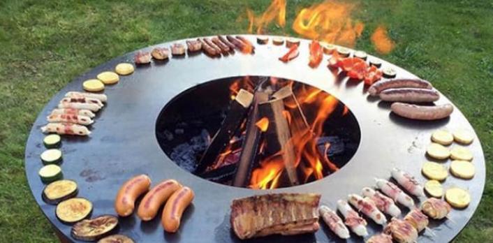 Wood Burning Cone Weathering Steel Outdoor Cooking Grill For Camping Barbecue