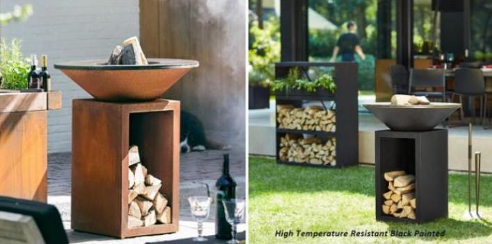 Outdoor Cooking Wood Burning Corten Steel Fire Pit BBQ Grill