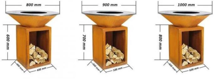 Outdoor Cooking Wood Burning Corten Steel Fire Pit BBQ Grill