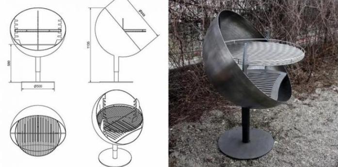 Customized Mill Finish Rotatable Corten Steel Outdoor Fire Bowl With Grill Grate