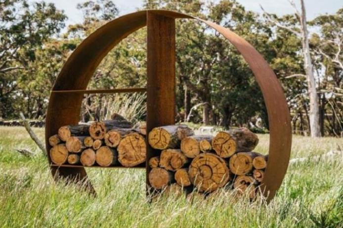 Decorative Rustic Circular Log Store Corten Steel Firewood Holder