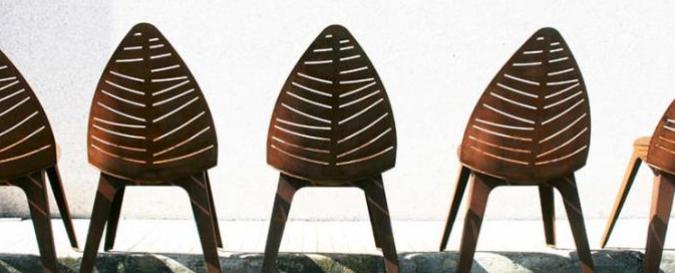 Morden Design Rusty Leaf Shaped Metal Furniture Corten Steel Garden Chair