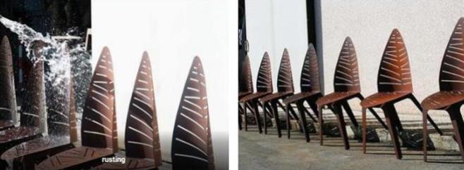 Morden Design Rusty Leaf Shaped Metal Furniture Corten Steel Garden Chair