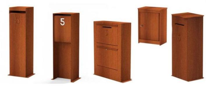 Residential Curbside Rustic Metal Drop Box Corten Steel Post Letterbox