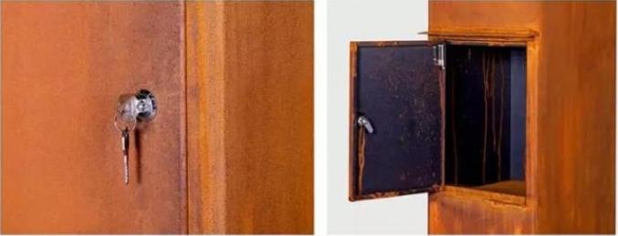 Residential Curbside Rustic Metal Drop Box Corten Steel Post Letterbox
