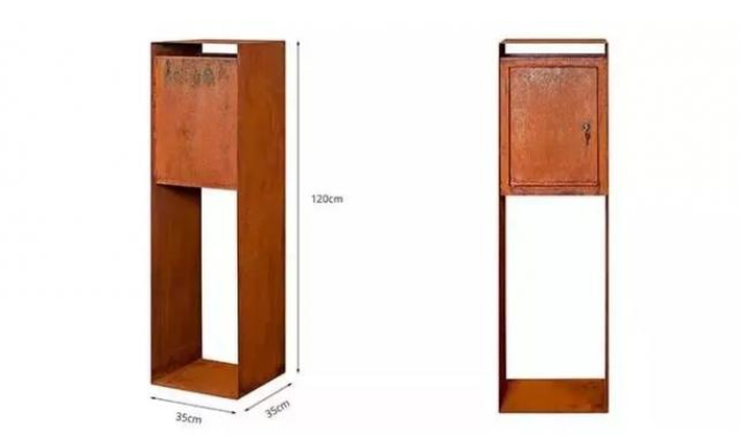 Outdoor Waterproof Metal Post Office Box Key Lock Corten Steel Mailboxes