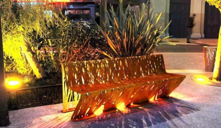 Latest Design Outdoor Street Furniture Corten Steel Crossed Benches
