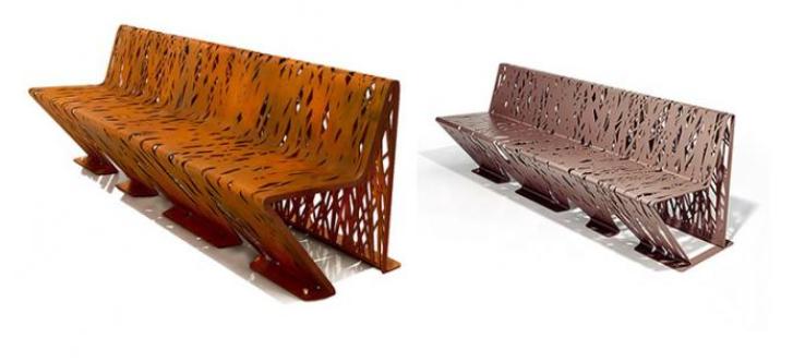 Latest Design Outdoor Street Furniture Corten Steel Crossed Benches