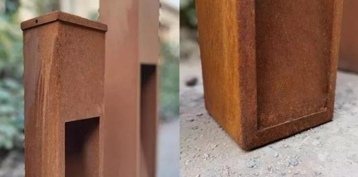 Decoration Outdoor Lighting Fixture Corten Steel Rust Color Bollard Lights