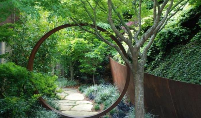 210cm Diameter Unique Design Corten Steel Moon Gate For Garden landscaping