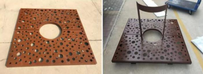 Customized Rusted Metal Corten Steel Tree Grating For Garden Decorative