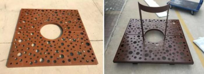 Customized Rusted Metal Corten Steel Tree Grating For Garden Decorative
