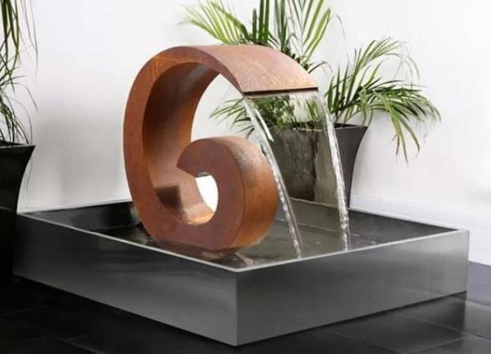 Garden Landscape Number 6 Shaped Waterfall Corten Steel Water Fountain