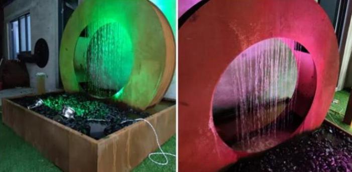 Unique Small Moon Design Corten Steel Water Feature For Garden Landscape