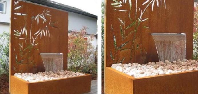Garden Decoration Bamboo Pattern Metal Panel Corten Steel Pool Fountain