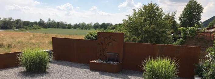 Garden Decoration Bamboo Pattern Metal Panel Corten Steel Pool Fountain