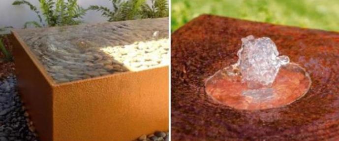 Decoration Garden Landscape Rectangular Corten Steel Water Fountain Table