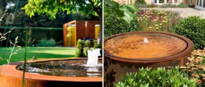 120cm Dia Garden Rust Surface Cylindrical Corten Steel Water Table Fountain