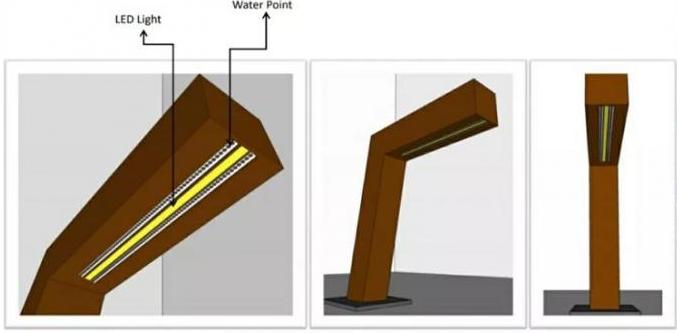 Cascading Outdoor L-shaped Corten Steel Rain Curtain Fountain Water Features