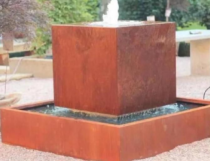 Garden Decorative Water Cubic Block Corten Steel Floating Water Feature