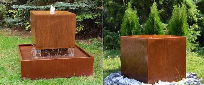 Garden Decorative Water Cubic Block Corten Steel Floating Water Feature