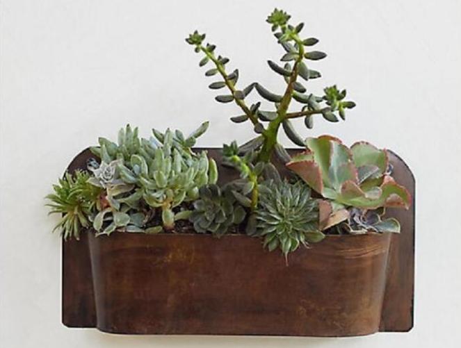 Laser Cut Rectangular Corten Steel Wall Hanging Metal Flower Planter