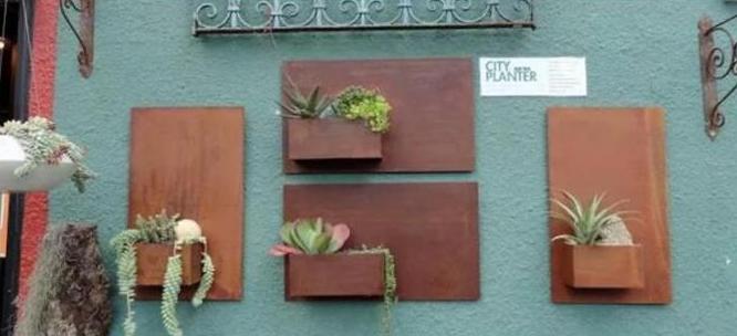 Vertical Wall Hanging Corten Steel Planter Boxes For Metal Wall Decoration