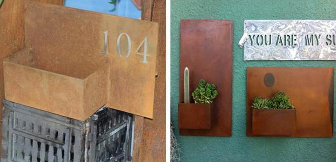 Vertical Wall Hanging Corten Steel Planter Boxes For Metal Wall Decoration
