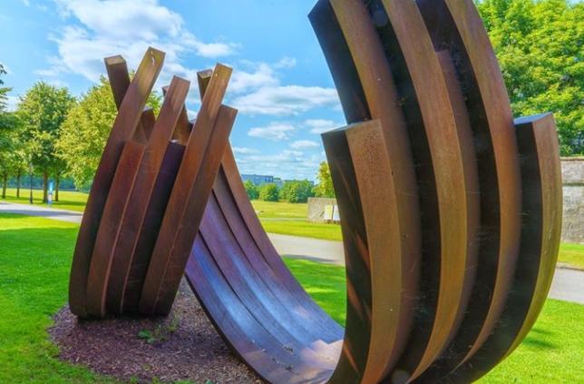 Customized Modern Metal Ring Statue Corten Steel Abstract Outdoor Sculpture
