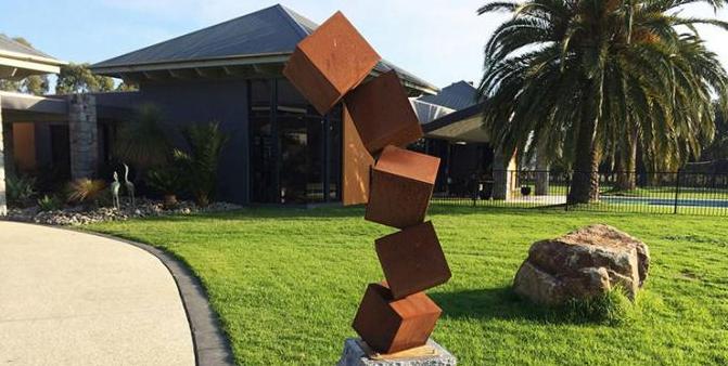 Large Garden Cube Shape Rusty Metal Statues Corten Steel Outdoor Sculpture