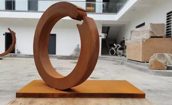 Outdoor Rustic Modern Abstract Large Ring Corten Steel Metal Art Sculpture
