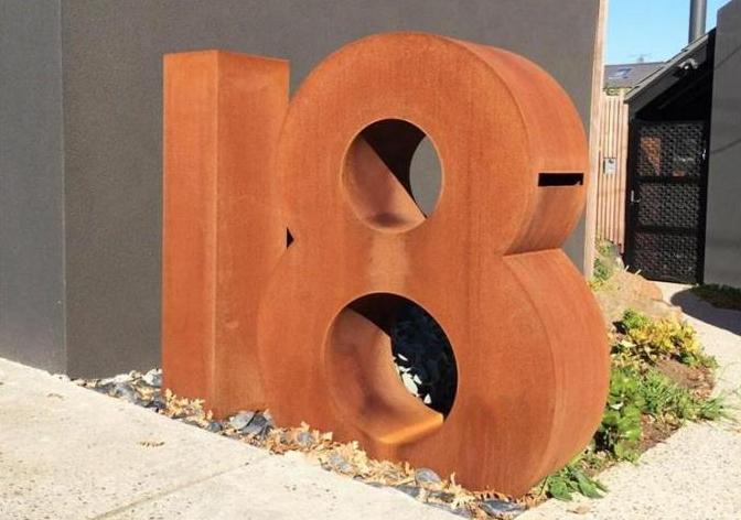 Contemporary Decoration Letter Number Design Corten Steel Metal Art Sculpture
