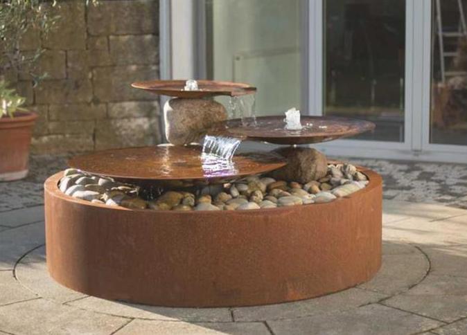Decoration Large Corten Steel Water Bowl For Garden Water Feature
