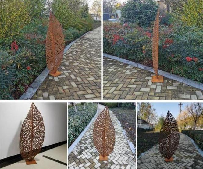 Rustic Metal Tree Art Corten Steel Apple Leaf Sculpture For Garden Ornaments