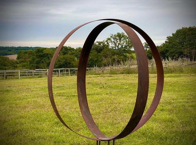 Large Rustic Metal Ring Circle Garden Art Corten Steel Garden Ring Hoop Sculpture