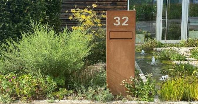 Custom Modern Standing Residential Curbside Rusty Corten Steel Letter Box
