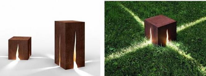 Laser Cutting Art Decoration Led Lighting Corten Steel Rusty Bollard Light